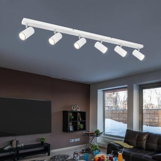 ETC Shop Etc-shop - Plafonnier spot plafonnier 6 flammes spot blanc, spots mobiles, lampe de salon métal, 6x douilles GU10, LxPxH 115x6x12cm