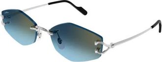 Cartier CT0620S Rimless Oval Sunglasses - Blue