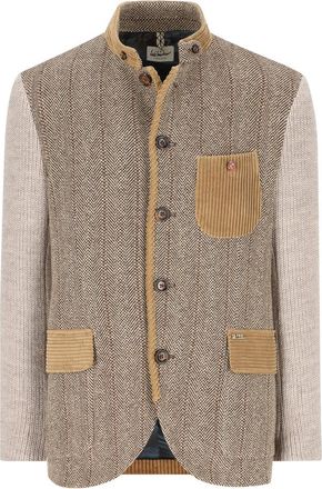 Luis Trenker Janker mit Strickakzenten und Fischgrät-Muster in