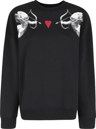 Fiorucci Femme, Sweatshirts et sweats &agrave; capuche, Noir, Taille: 42 FR Cupid Relaxed Crewneck SweaT-shirt