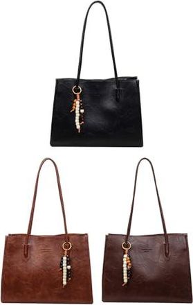 Generic Sac fourre-tout polyvalent, sac &agrave; bandouli&egrave;re textur&eacute;, sac &agrave; main de capacit&eacute; (noir)