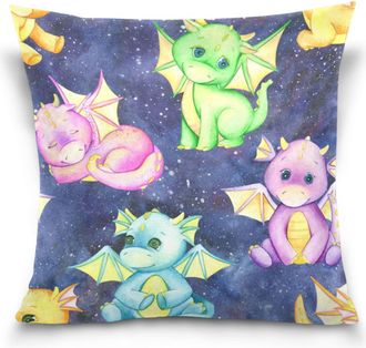 IUBBKI 45 x 45 cm Kissenbezüge, niedlicher Drachen, dekorativer Kissenbezug, quadratischer Kissenbezug, Kissenbezug für Sofa, Couch, Wohnzimmer, Schlafzimmer