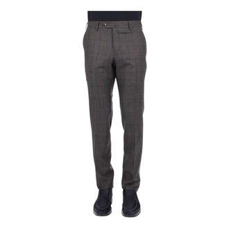 Pantaloni Torino Pantalon slim en laine et cachemire demi-foul&eacute; - Homme - Pantalons - Brun - Taille: 2XL