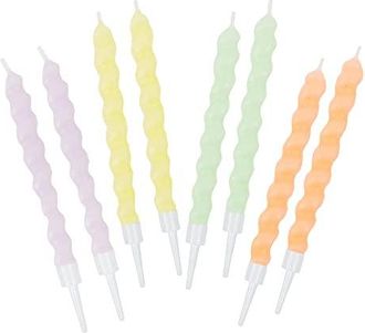 Talking Tables 8 Pastellgeburtstagskerzen, farbige Kuchendekorationen mit Wirbelmuster, ideal für Geburtstage & Partys, 7 cm, vielseitig einsetzbar, perfekte Kuchend
