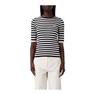 Twinset Blauer Rippstrick Kurzarm Pullover - - Knitwear - Damen - Mehrfarbig - S