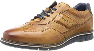 Bugatti Homme Baskets décontractées à Lacets en Cuir avec Finition à la Main, Jaune, 47 EU