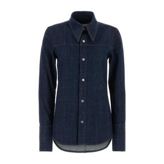 Ami Femme, Blouses et Chemises, Bleu, Taille: 36 FR Chemise Coton Col Pointu