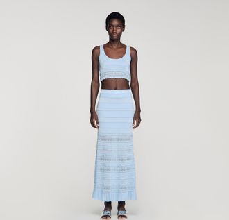 Sandro Jupe longue en maille pointelle