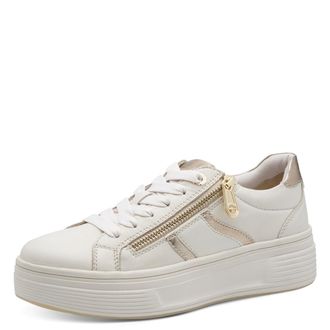 Tamaris Comfort Damen Plateau Sneaker mit Rei&szlig;verschluss Low Top, Wei&szlig; (Offwhite Comb), 37 EU