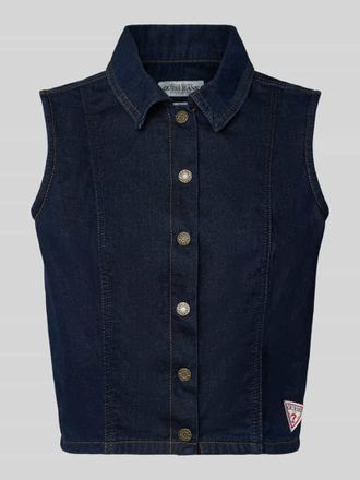 Guess Cropped Jeansbluse mit Label-Patch