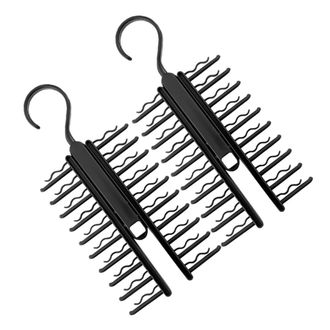 Happyyami 2 St&uuml;ck Multifunktionaler Krawatten und G&uuml;rtelhalter aus Robustem Pp Gro&szlig;er Schal und G&uuml;rtelorganizer f&uuml;r Kleiderschrank Schwarz Platzsparend