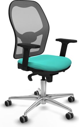 Piqueras y Crespo B&uuml;rostuhl mit 2D-Armen, h&ouml;henverstellbare Lendenwirbelst&uuml;tze, mit 5 Positionen und injiziertem Schaumstoff, Grau/T&uuml;rkis