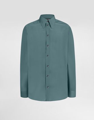 Dolce & Gabbana Silk Cr&ecirc;pe De Chine Gold Shirt - Mann Hemden Green Seide 40