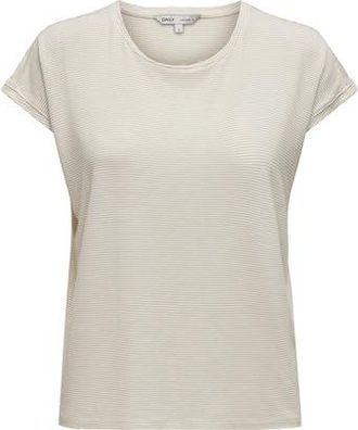 Only Onlclaudia S/S Glitter Stripe Top JRS T-Shirt, Blanc, XL Femme