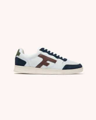Faguo Baskets blanc et bleu marine cuir