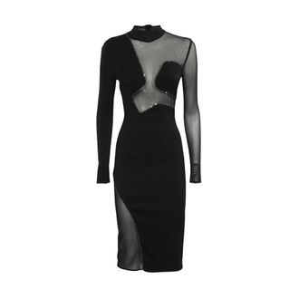 John Richmond Mesh-Einsatz Langarmkleid - - Dresses - Damen - Schwarzk - M