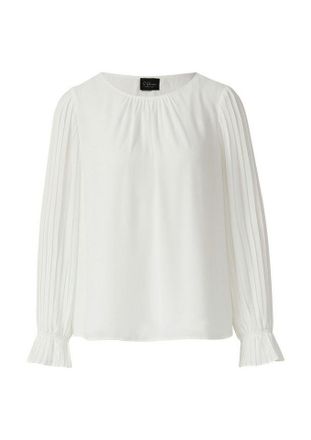 s.Oliver Langarmbluse Bluse Festliche Bluse mit Plissee-&Auml;rmeln