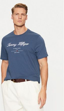 Tommy Hilfiger T-Shirt Script Logo Tee MW0MW33691 Blau Regular Fit