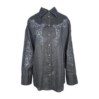 P.A.R.O.S.H. Schwarzes Besticktes Hemd - - Blouses & Shirts - Damen - Schwarzk - S