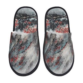 Generic Pantoufles En Feutre Personnalit&eacute; De LEncre De Peinture Chinoise Unisexe Slippers Antid&eacute;rapant Chaussons Pour Invit&eacute; Femmes Camping M