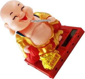 Cabilock Solar-betriebenes Maitreya Buddha Ornament Kleine Lachende Statue Für Auto Und Schreibtisch Kreative Feng Shui Deko Aus Langlebigem Kunststoff Goldfar