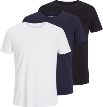 Jack & Jones Herren Jjeorganic Basic Tee O-Hals 3pk Mp T Shirt, Black/Pack:1black 1navy 1white, M EU