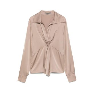 D.exterior Bluse mit Satin-Finish und V-Ausschnitt - - Blouses & Shirts - Damen - Braun - S