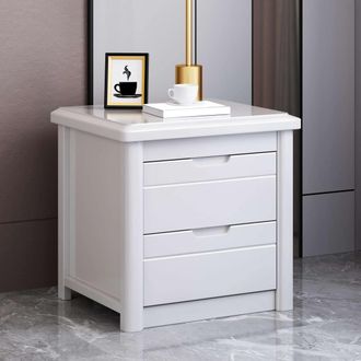 Generic Nachttisch Mit 2 Schubladen, 2er-Set - Moderner Nachttisch Aus Massivholz Mit Beinen, Natürliche Holzfarbe (12 L X 16 T X 19 H)(White/1,19.5 L x 16 D 