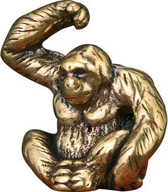 Angoily Antike Messing Gorilla Figur Vintage Dekofigur Retro Ebene Ornament Kompakte Desktop Dekoration