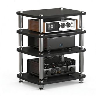 Generic HiFi Regal 4-stufiges Audio-Regal, HiFi-Lautsprecherbox Mit Vibrationsd&auml;mpfung, Offene Ablagefl&auml;che, Modulares Design, Robust, for Gaming, Wohnzimmer 