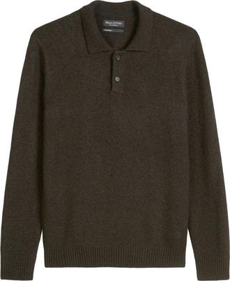Marc O'Polo Strick-Langarm-Poloshirt aus einem soften Woll-Mix, Regular Fit in