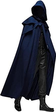Generic Cape longue à capuche tendance pour femme, costume dHalloween 2026, bleu, 3XL