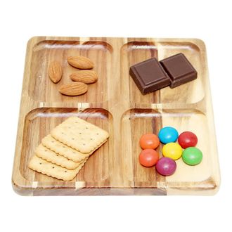 Generico Serviertablett mit Trennw&auml;nden, Geschirr aus Holz f&uuml;r Partys, f&uuml;r Lebensmittel mit Unterteilungen und Gem&uuml;se, f&uuml;r Desserts, Obst, Snacks, Restaurant, 