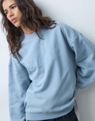 4th & Reckless fourth Logo-Loopback-Sweatshirt mit Grafik vorn in Blau