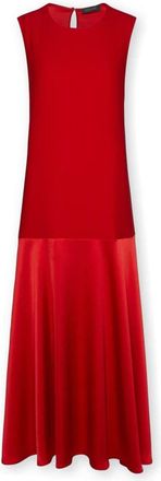 Elena Miro Femme, Robes, Rouge, Taille: 54 FR Longue Robe &Eacute;vas&eacute;e en Cady et Satin Envers
