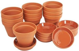 VBS Pot de fleurs TERRAKOTTA avec dessous-de-verre 10 paires de pots en terre cuite de haute qualité durables avec trou au fond Pot de plantes Pots en ter