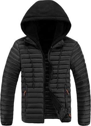 Generic Doudoune noire pour homme, fermeture &eacute;clair, manteau dhiver matelass&eacute; et isol&eacute;, v&ecirc;tement dext&eacute;rieur chaud, noir, taille 6XL