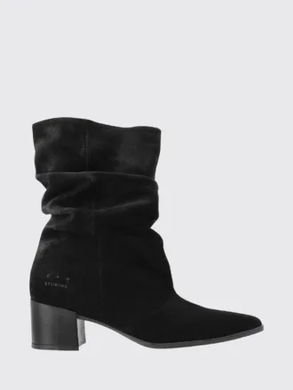 Paia Copenhagen Bottes pliss&eacute;es mi-mollet en cuir su&eacute;d&eacute; &agrave; talon moyen