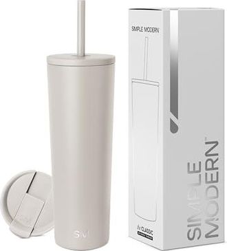Simple Modern Thermobecher mit Strohhalm und Deckel | Trinkbecher mit Henkel Wiederverwendbare Edelstahl | Geschenke für Frauen und Männer | Classic | 830ml | Almon