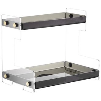 Generic Hautpflege, Parf&uuml;m, Schmuck, Kosmetik, Schreibtisch-Aufbewahrungshalter f&uuml;r Schminktisch, Badezimmer, transparentes Etagenregal, 2-st&ouml;ckiges Acryl-Bad