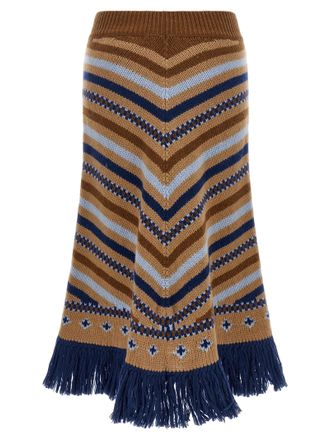 Alanui Womens Multicolor Virgin Wool Midi Skirt