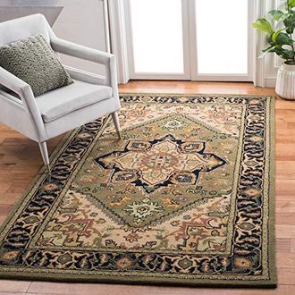 Safavieh Traditionell Teppich für Wohnzimmer, Esszimmer, Schlafzimmer - Heritage Collection, Kurzer Flor, Silber und Elfenbein, 183 X 183 cm