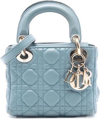 Dior Hobo Bags - Mini Lambskin Cannage Lady Dior - Gr. unisize - in Blau - f&uuml;r Damen