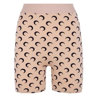 Marine Serre Femme, Shorts, Beige, Taille: 40 FR Moon Printed Jersey Mini Shorts