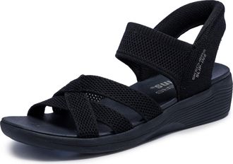 Skechers Damen Arya - K&uuml;hlende Slip-ins f&uuml;r Freih&auml;ndige H&auml;nde Sandale, Black, 37 EU
