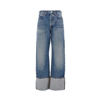 A Gold E Big Cuff Jean - - Jeans - Damen - Blau - W27