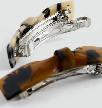 Mango Lot 3 barrettes naud marron - Femme - Taille unique - MANGO