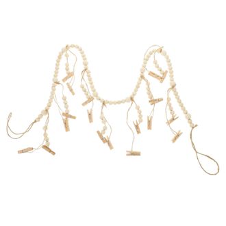 NUOBESTY Holzperlen Bilderleine mit Clips Vielseitige Fotowand Dekoration für Naturfarbene Beaded Garland zum Aufhängen von Fotos Postkarten und Erinnerungen R