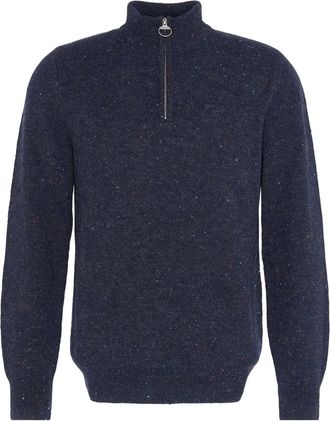 Barbour pull moucheté à col zippé - Bleu