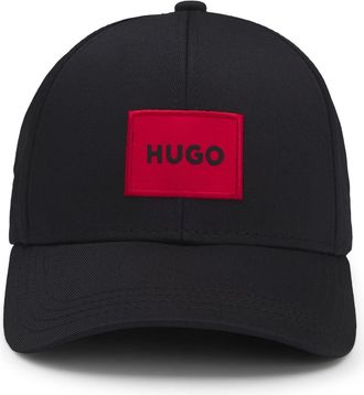 HUGO BOSS Herren Men-X 581-RL Cap aus Baumwoll-Twill mit rotem Logo-Label Schwarz Stck